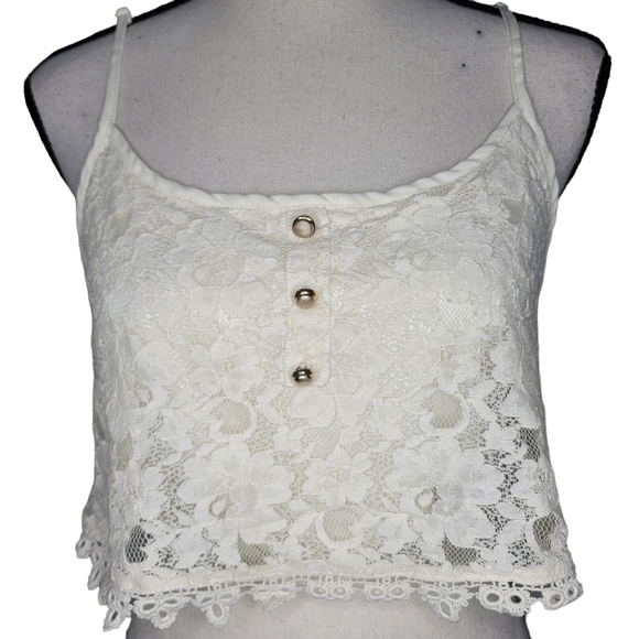 Love Tree | Tops | Love Tree Cream Floral Lace Crop Top | Poshmark